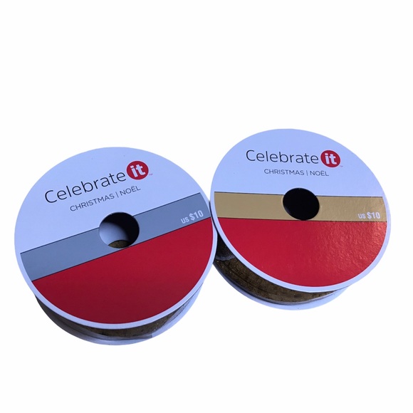 Celebrate It | Holiday | Celebrate It Nwt 2 Pc Silver Gold Ribbon Set ...